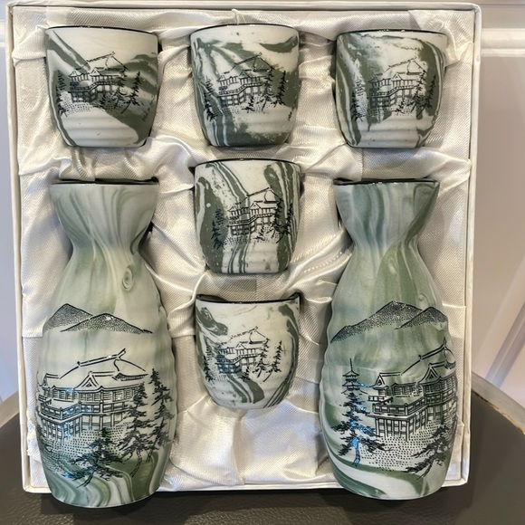 Dining | Lovely Kyoto Kiyomizu Dera Temple Ware Sake Bottle 5cup Set In ...